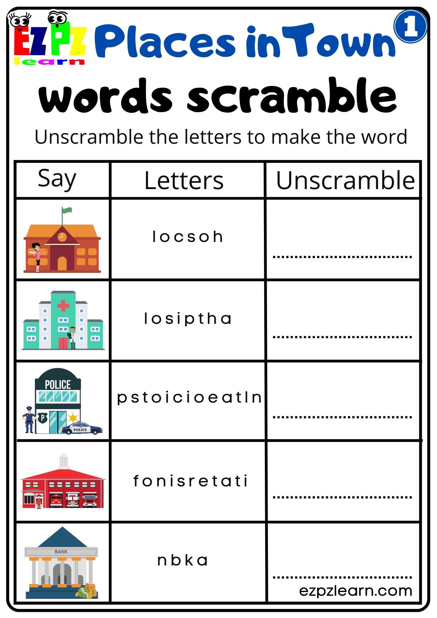 Places in the city - Ezpzlearn.com